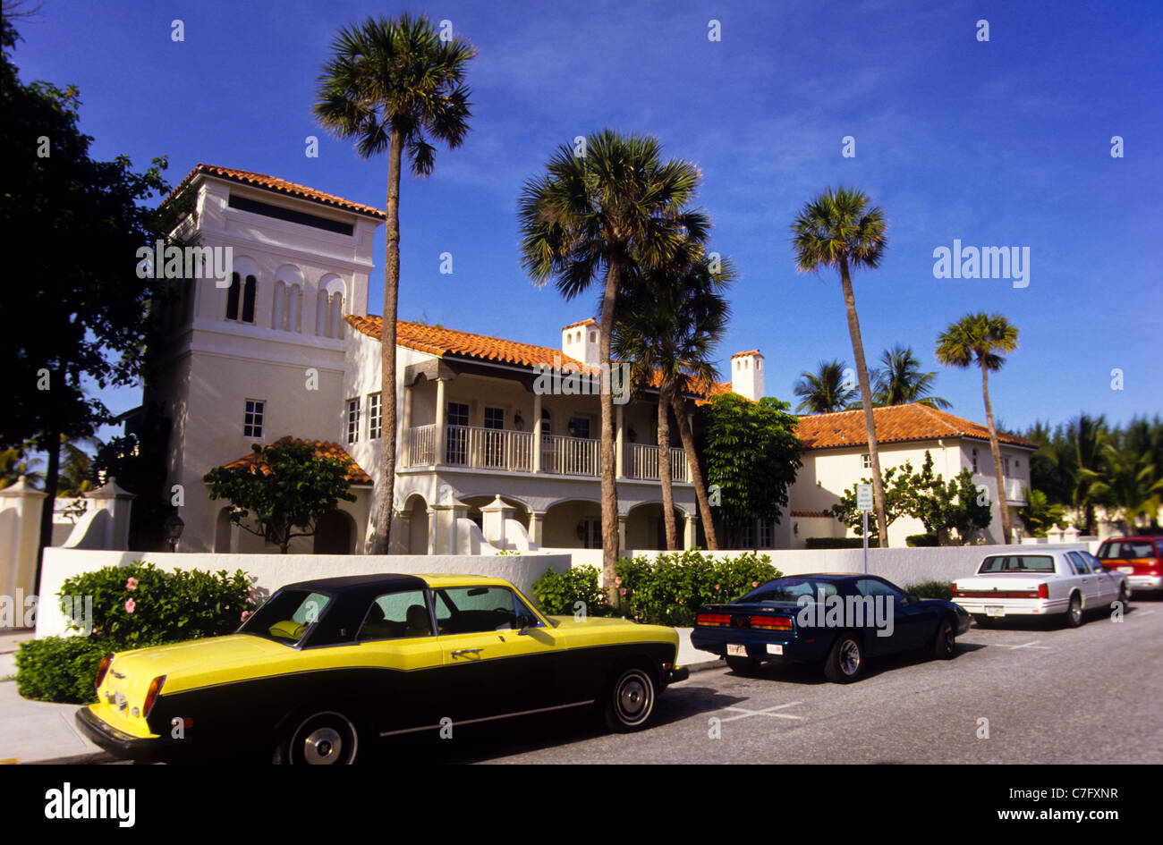 Rollsroyce parked outside private palace estate in Florida, USA Stock ...