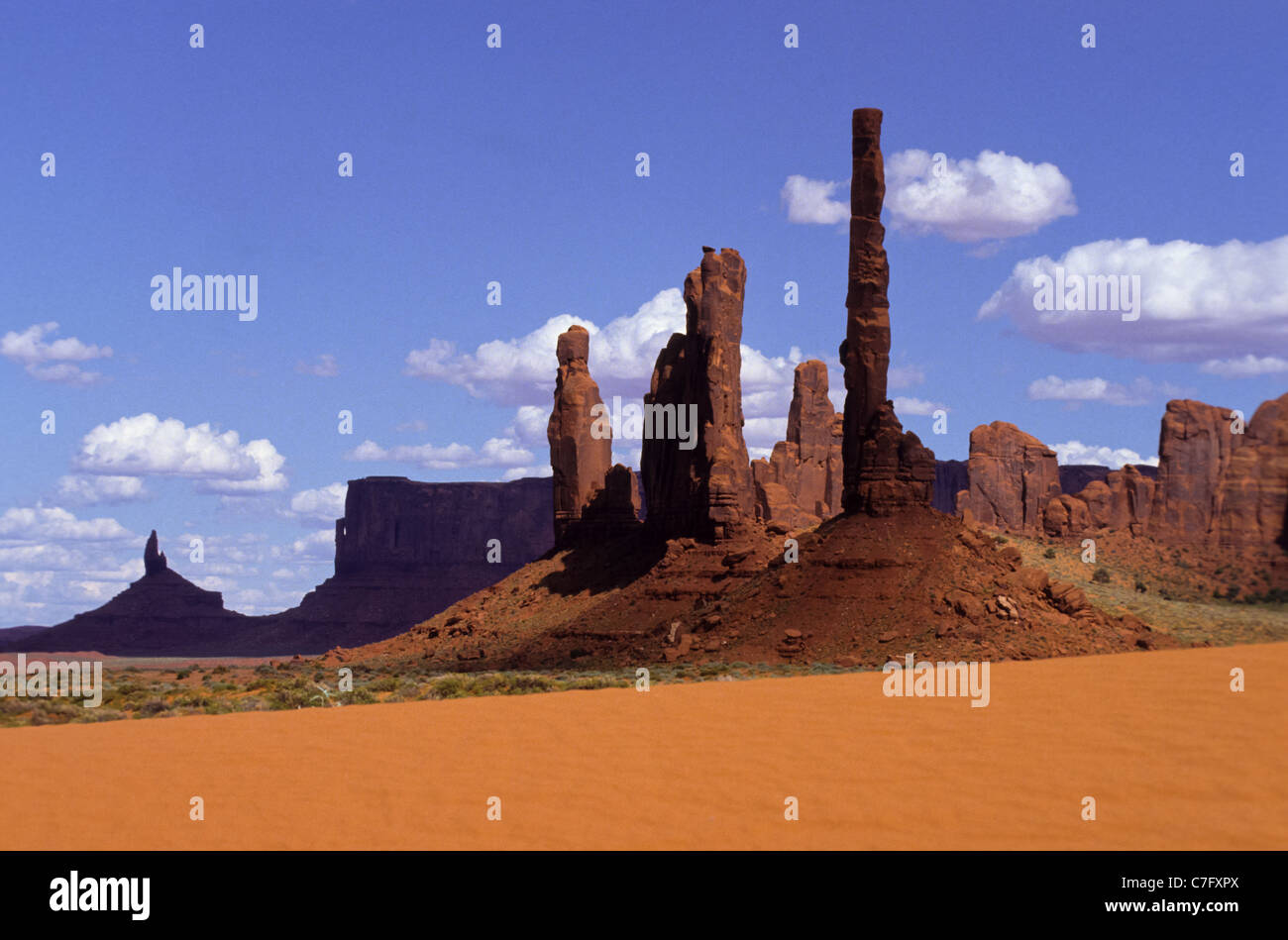 The Totem Poles rock pillars in Monument Valley National Park and ...