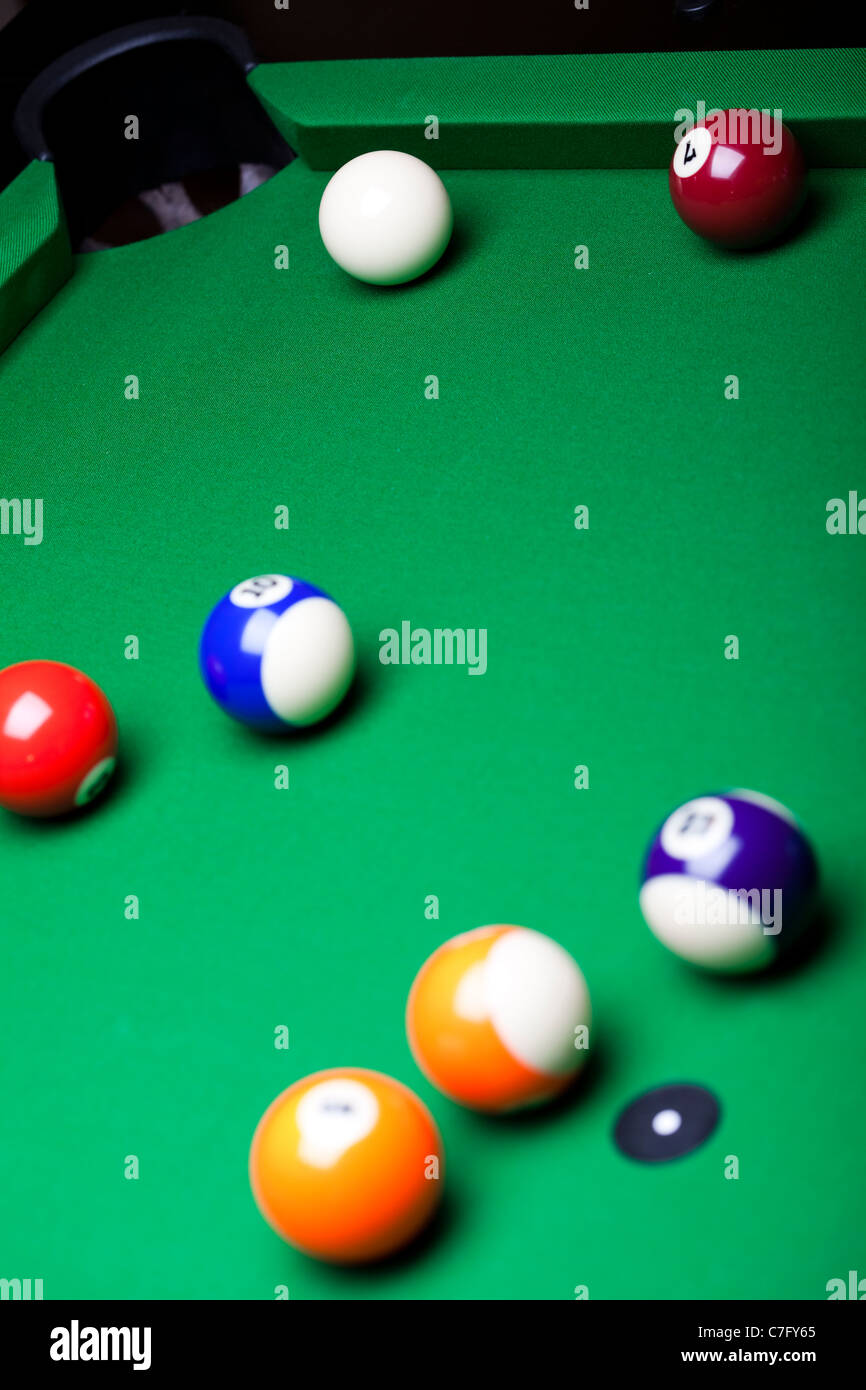 Billiard table and balls Stock Photo - Alamy