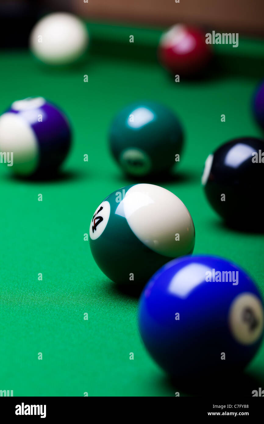 Billiard table and balls Stock Photo - Alamy