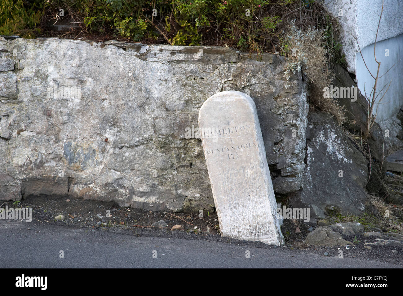 ramelton dunfanaghy old country milestone showing distance in irish ...