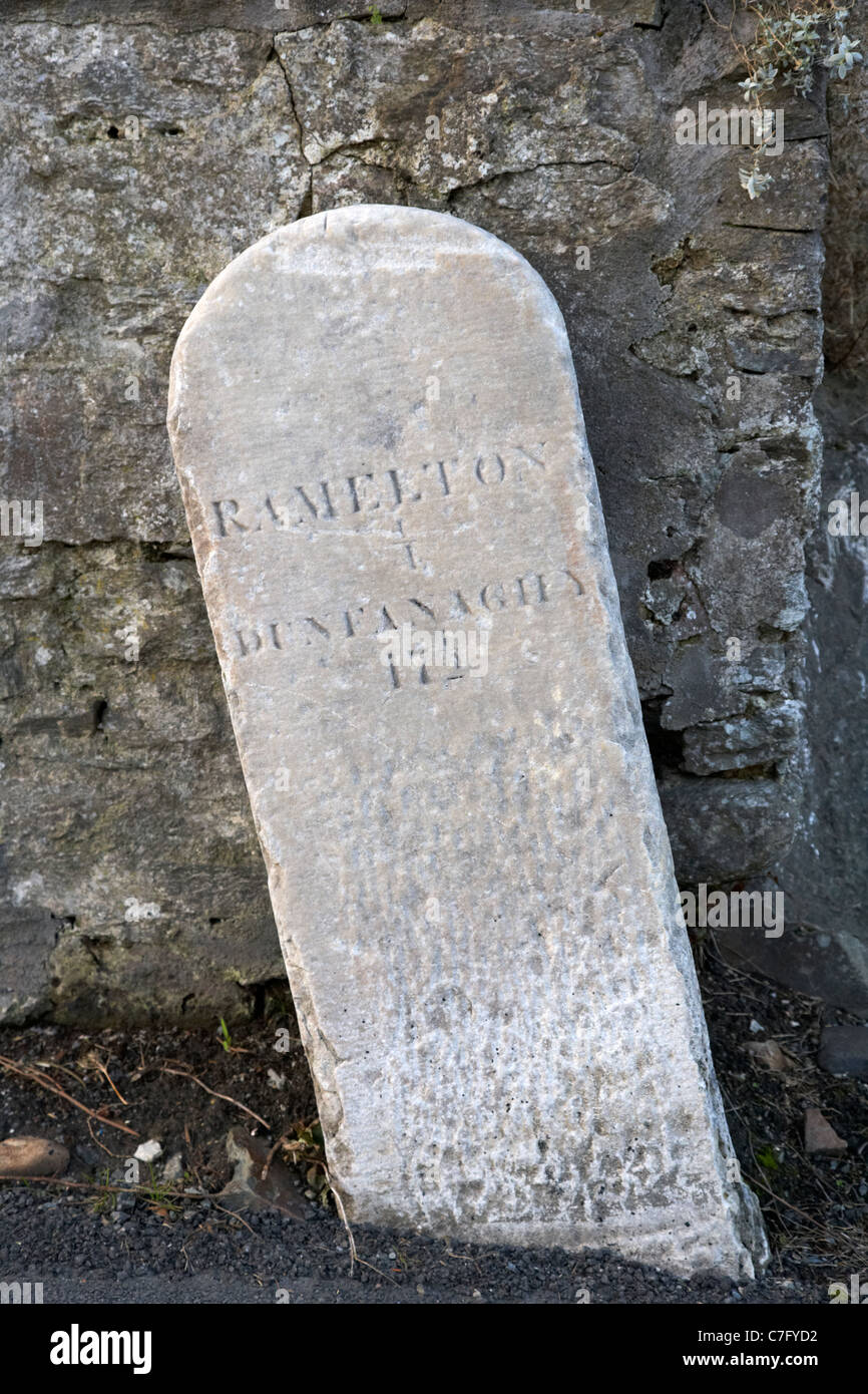 ramelton dunfanaghy old country milestone showing distance in irish ...