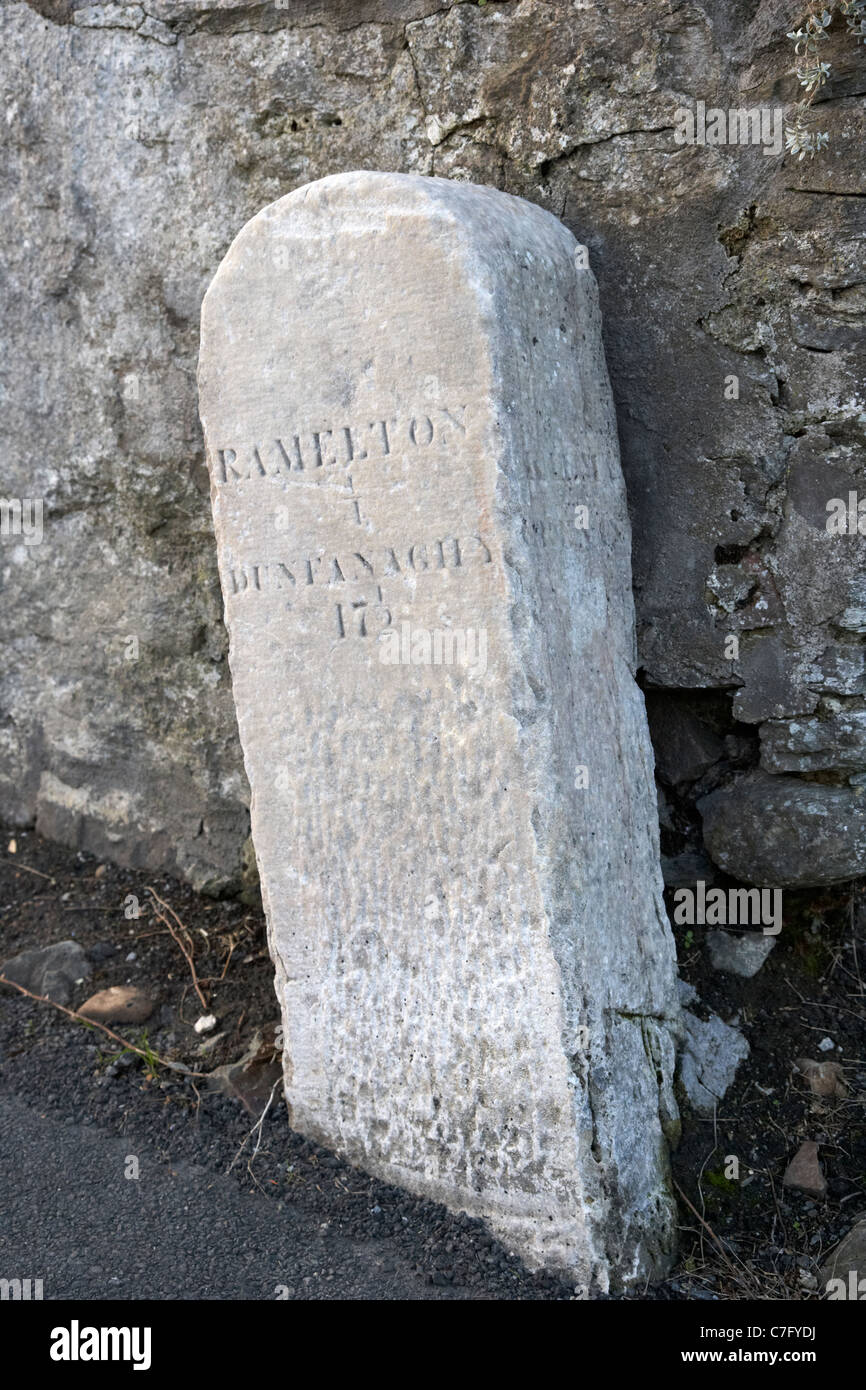 ramelton dunfanaghy old country milestone showing distance in irish ...
