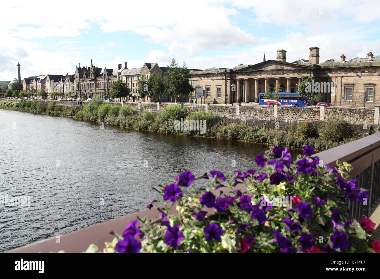 City of Perth, Scotland. Late summer picturesque view of the River Tay ...