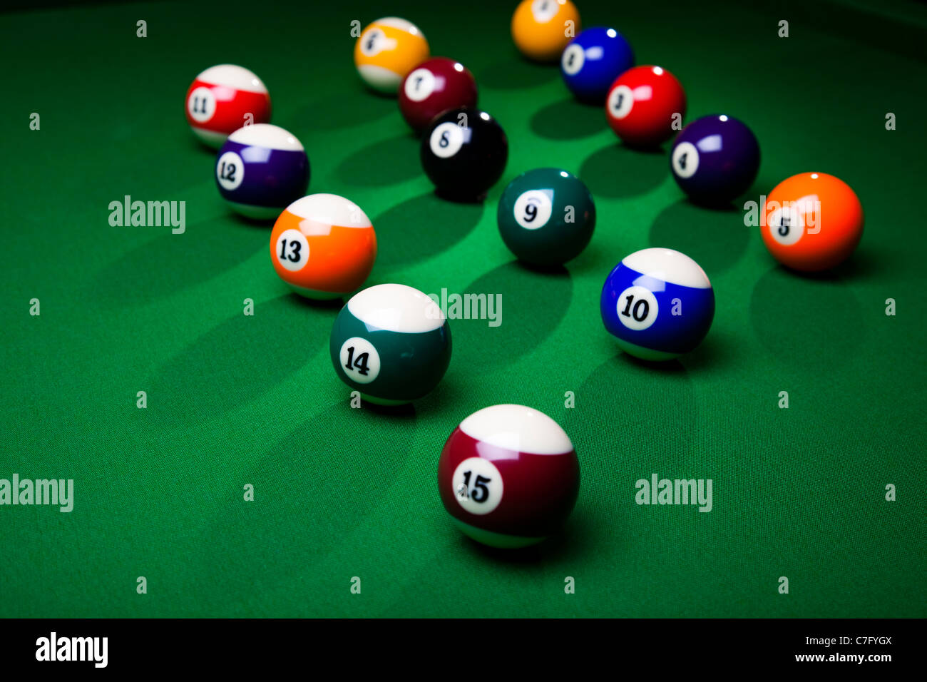 Billiard table and balls Stock Photo - Alamy