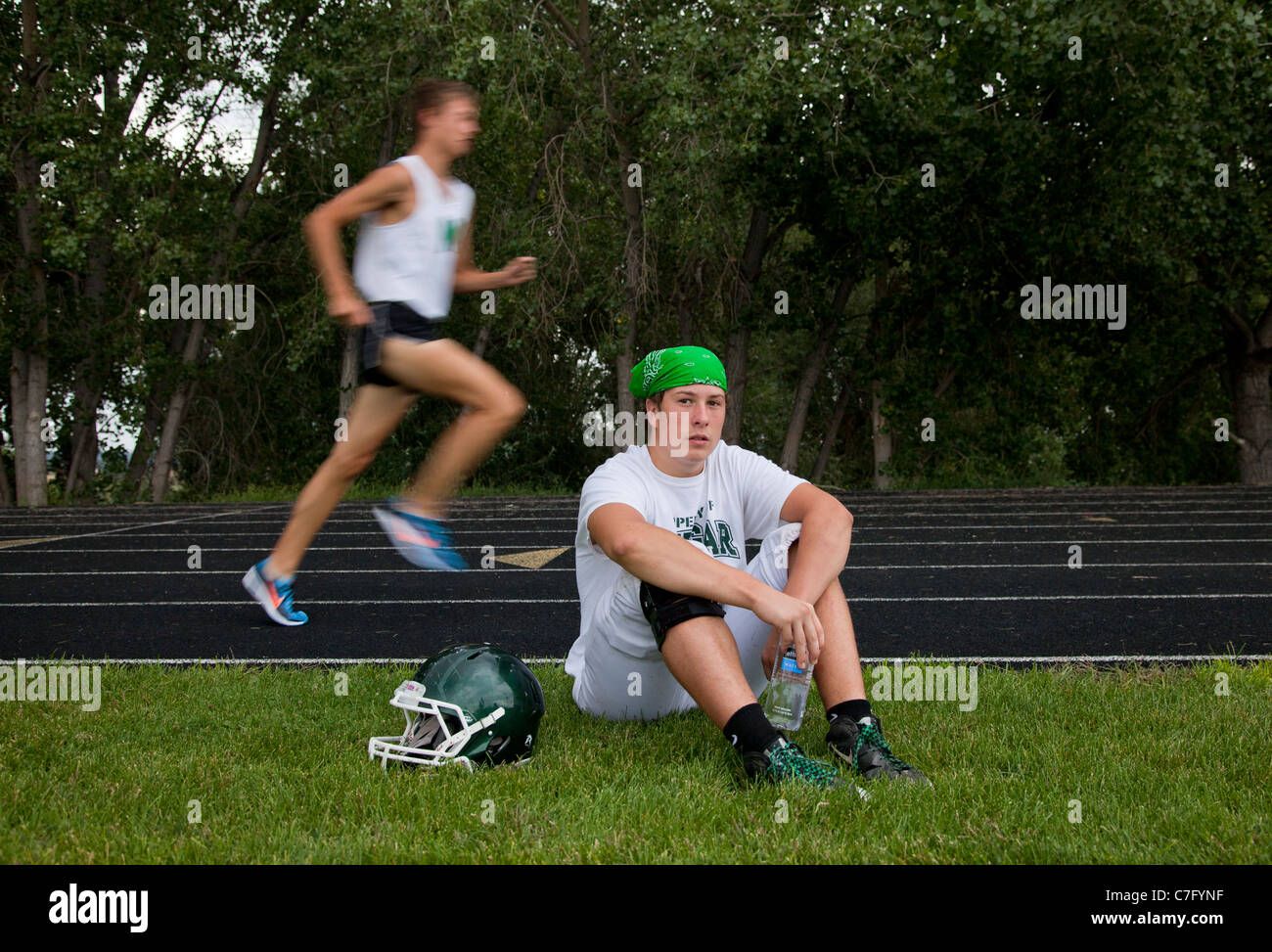 two teenage boys participating in sports activities Stock Photo - Alamy