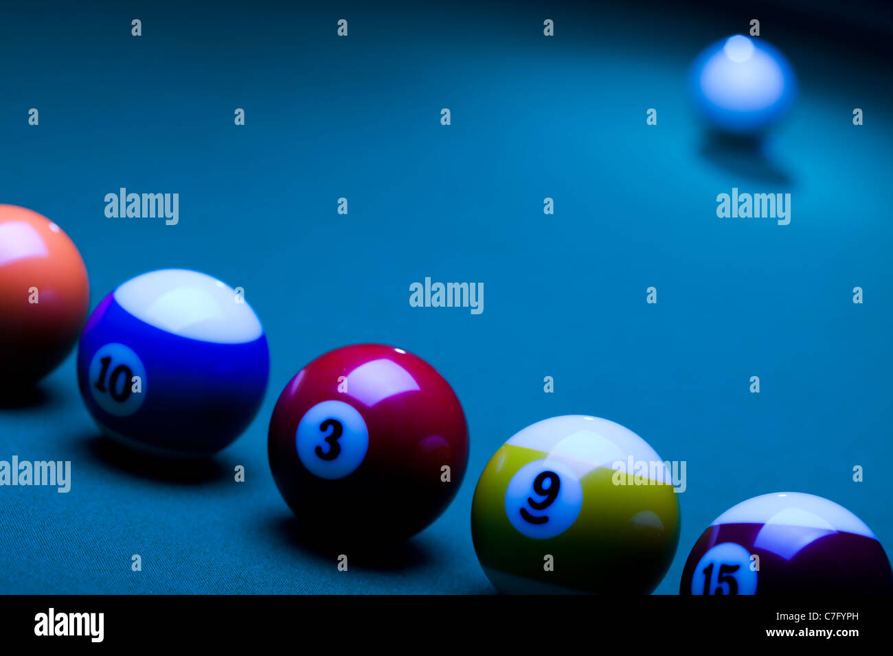 Billiard table and balls Stock Photo - Alamy