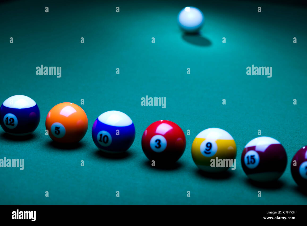 Billiard table and balls Stock Photo - Alamy