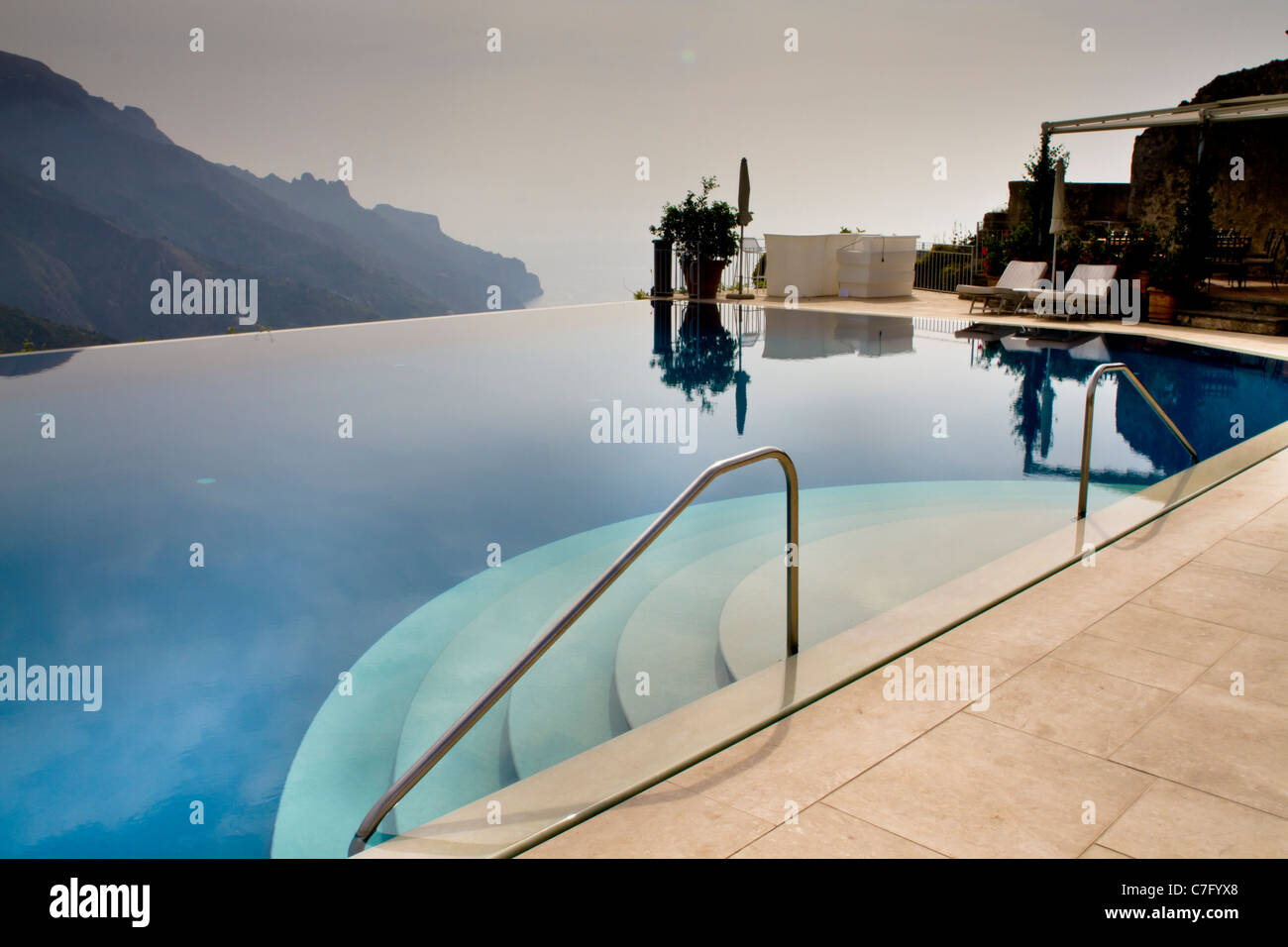 Pool at Hotel Caruso, Ravello, overlooking Gulf of Salerno, Campania ...