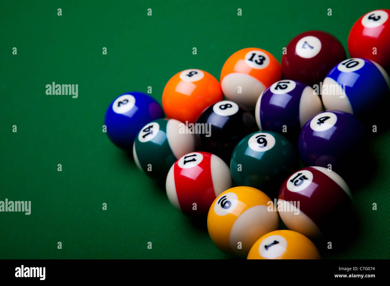 Billiard table and balls Stock Photo - Alamy