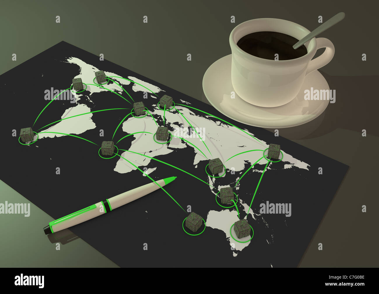 render of a high-tech network of connected cubes Stock Photo - Alamy