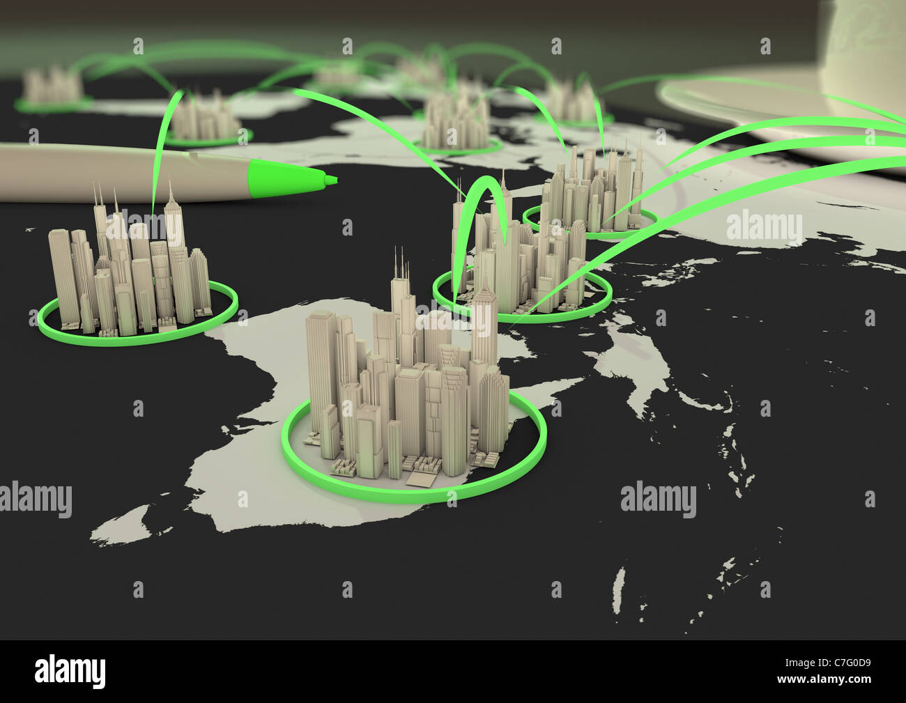 render of a global city network Stock Photo - Alamy
