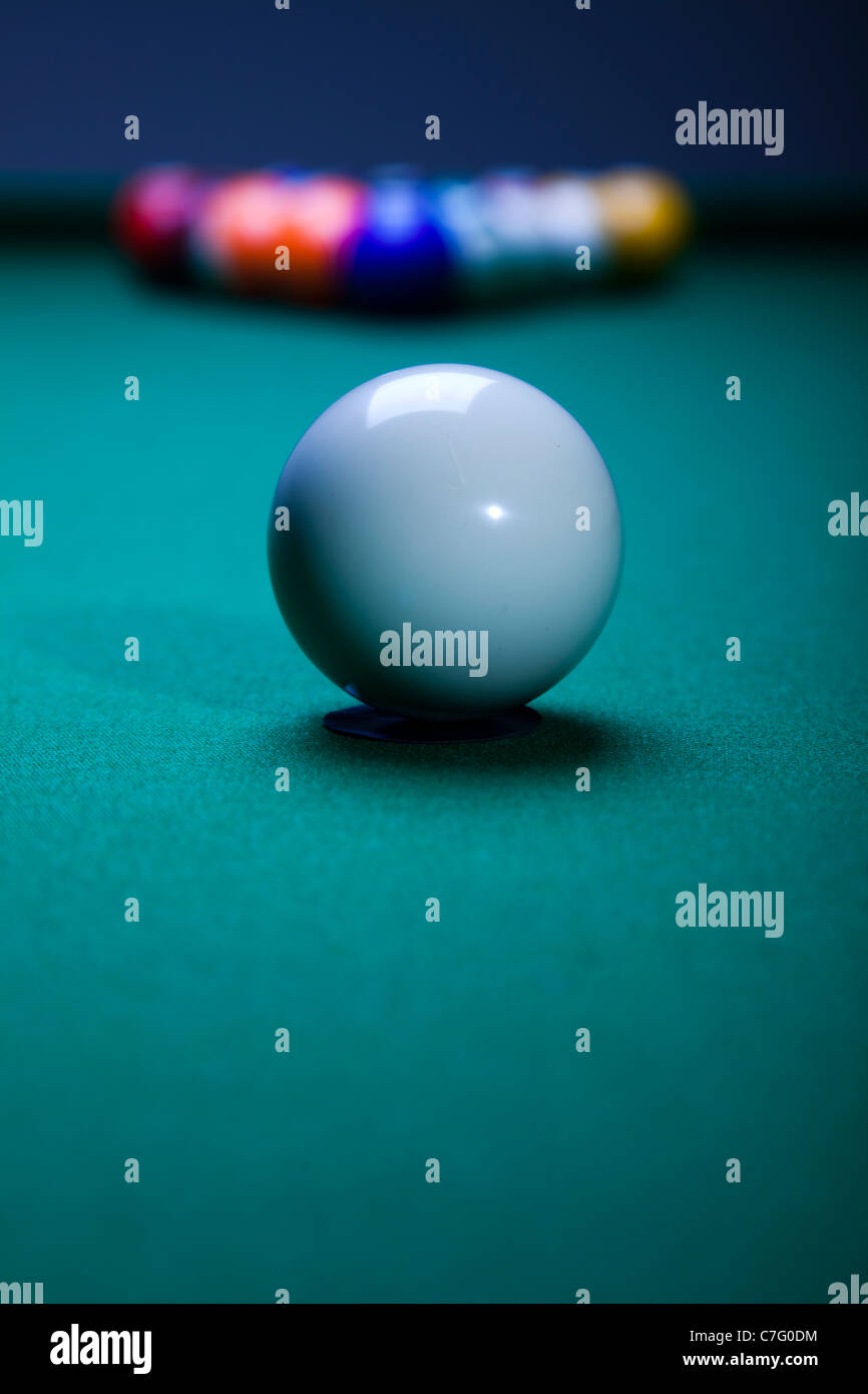 Billiard table and balls Stock Photo - Alamy