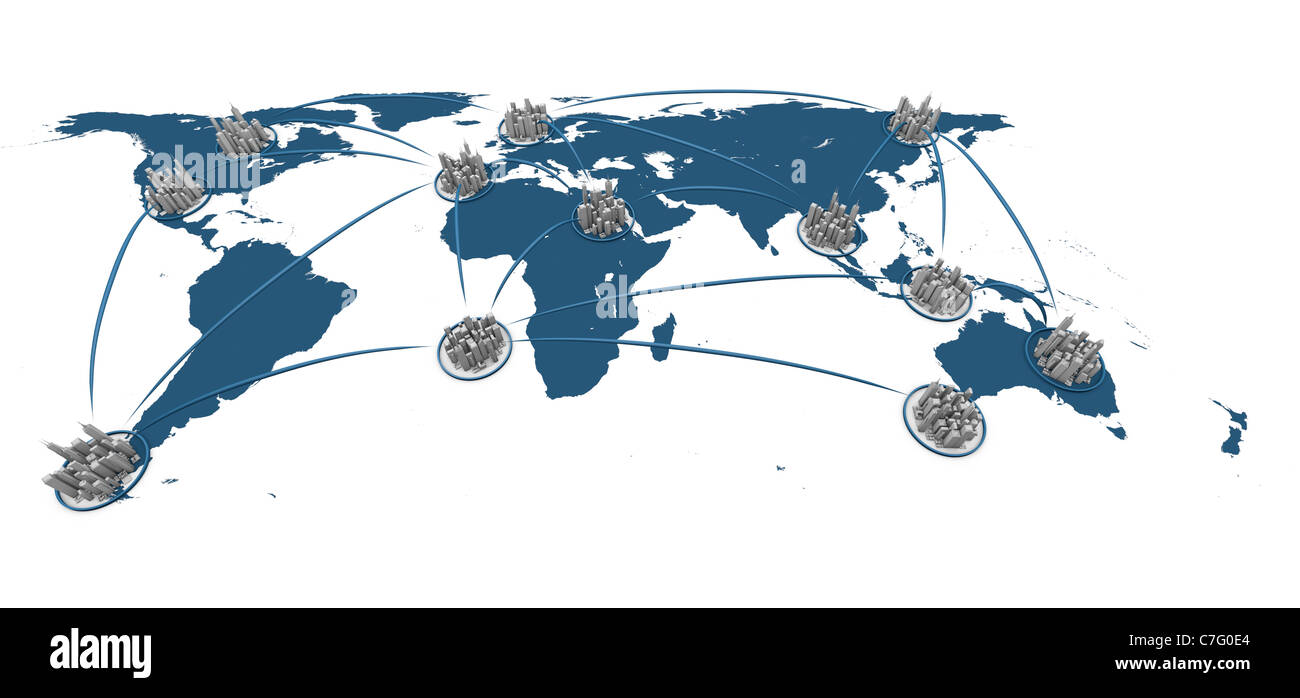 render of a global city network Stock Photo - Alamy