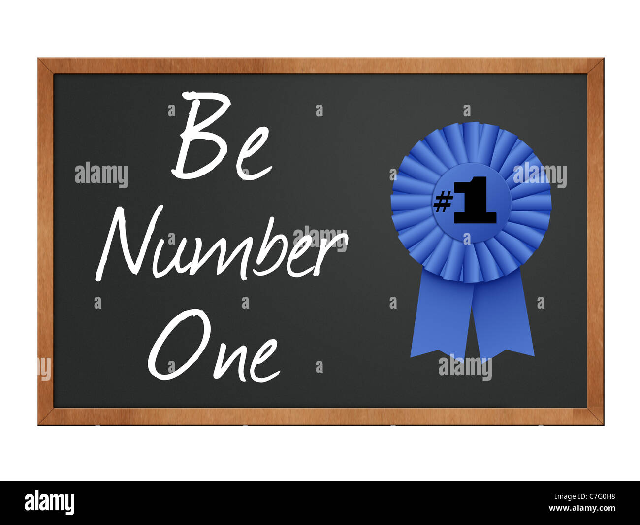 number one with blue ribbon illustration on a blackboard Stock Photo ...