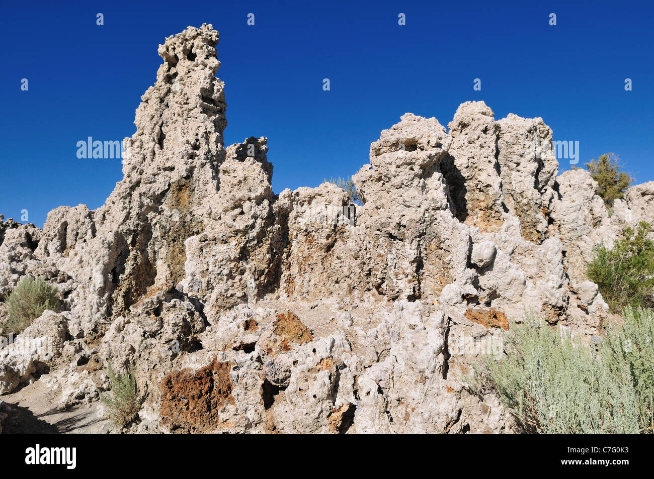 Tufa formation at the Mono Lake. Lee Vining, California, USA Stock ...