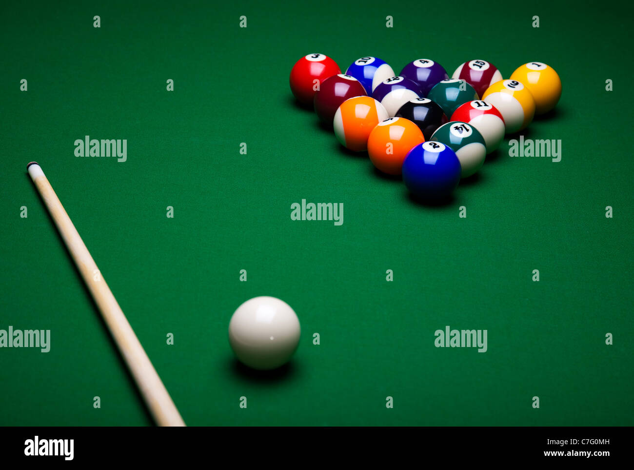 Billiard table and balls Stock Photo - Alamy