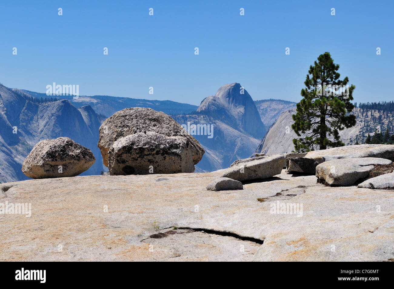 Large granite boulders transported by glacier decorate the landscape ...