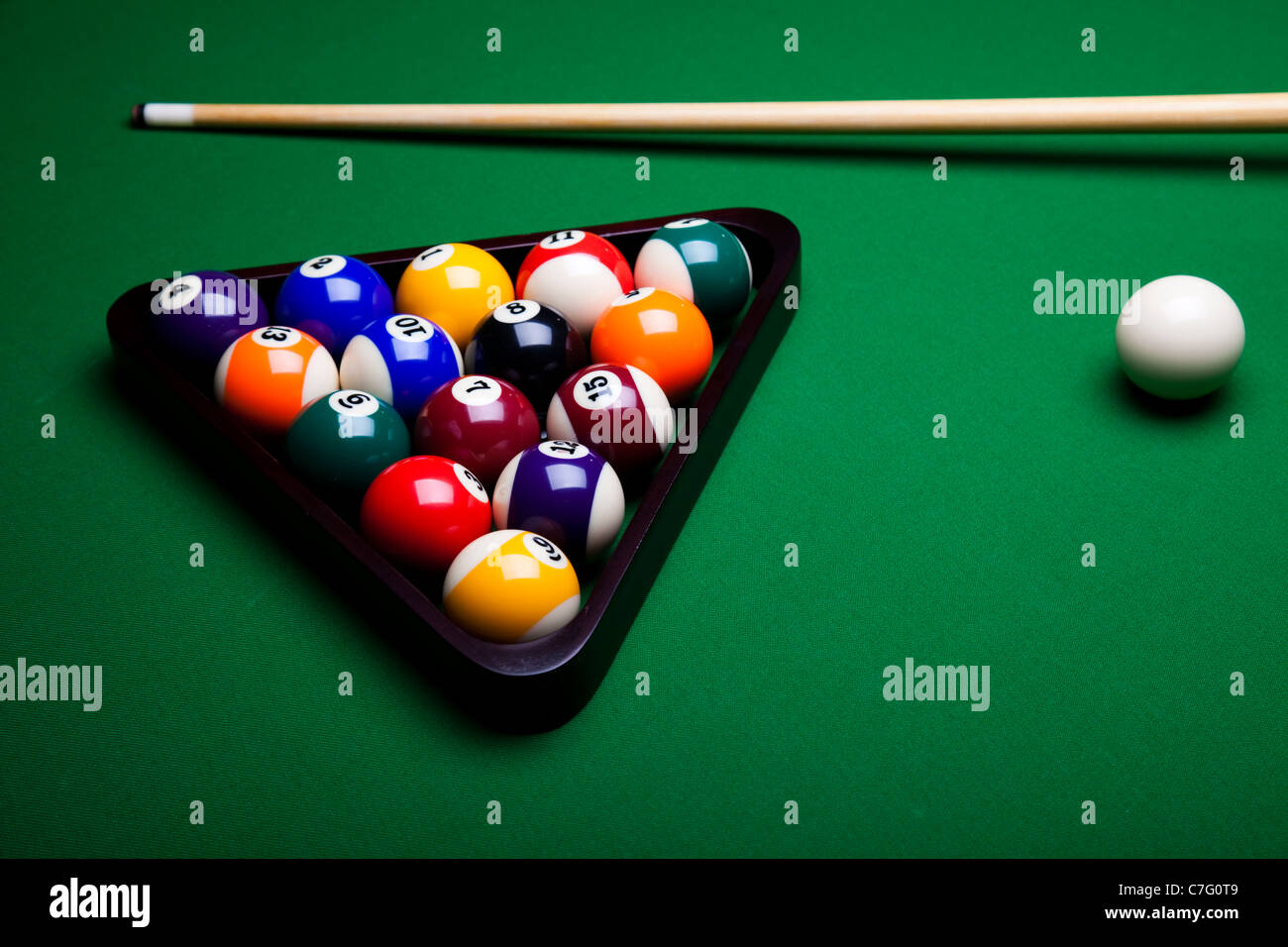 Billiard table and balls Stock Photo - Alamy
