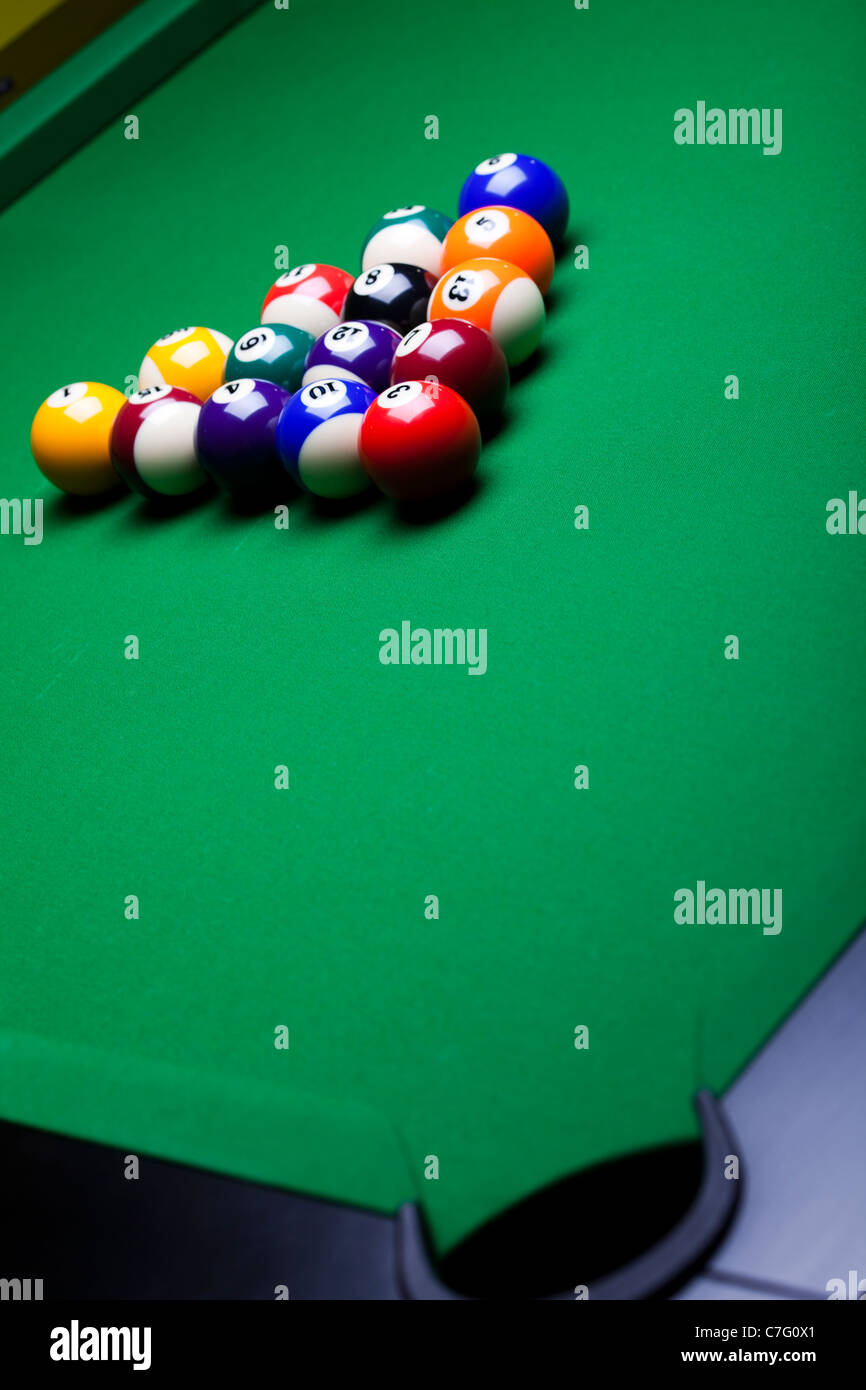 Billiard table and balls Stock Photo - Alamy