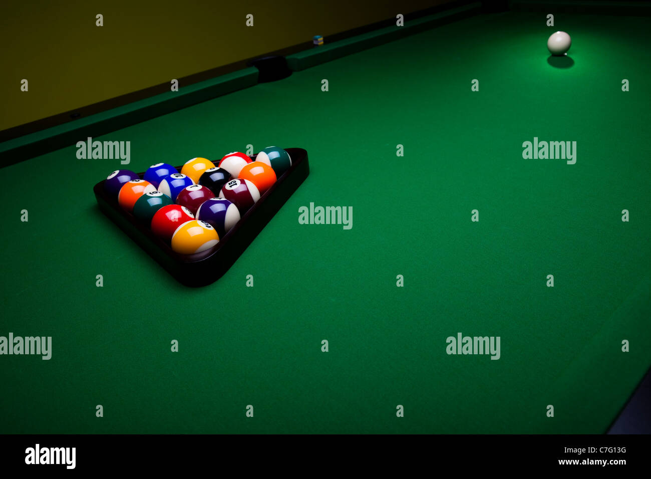 Billiard table and balls Stock Photo - Alamy