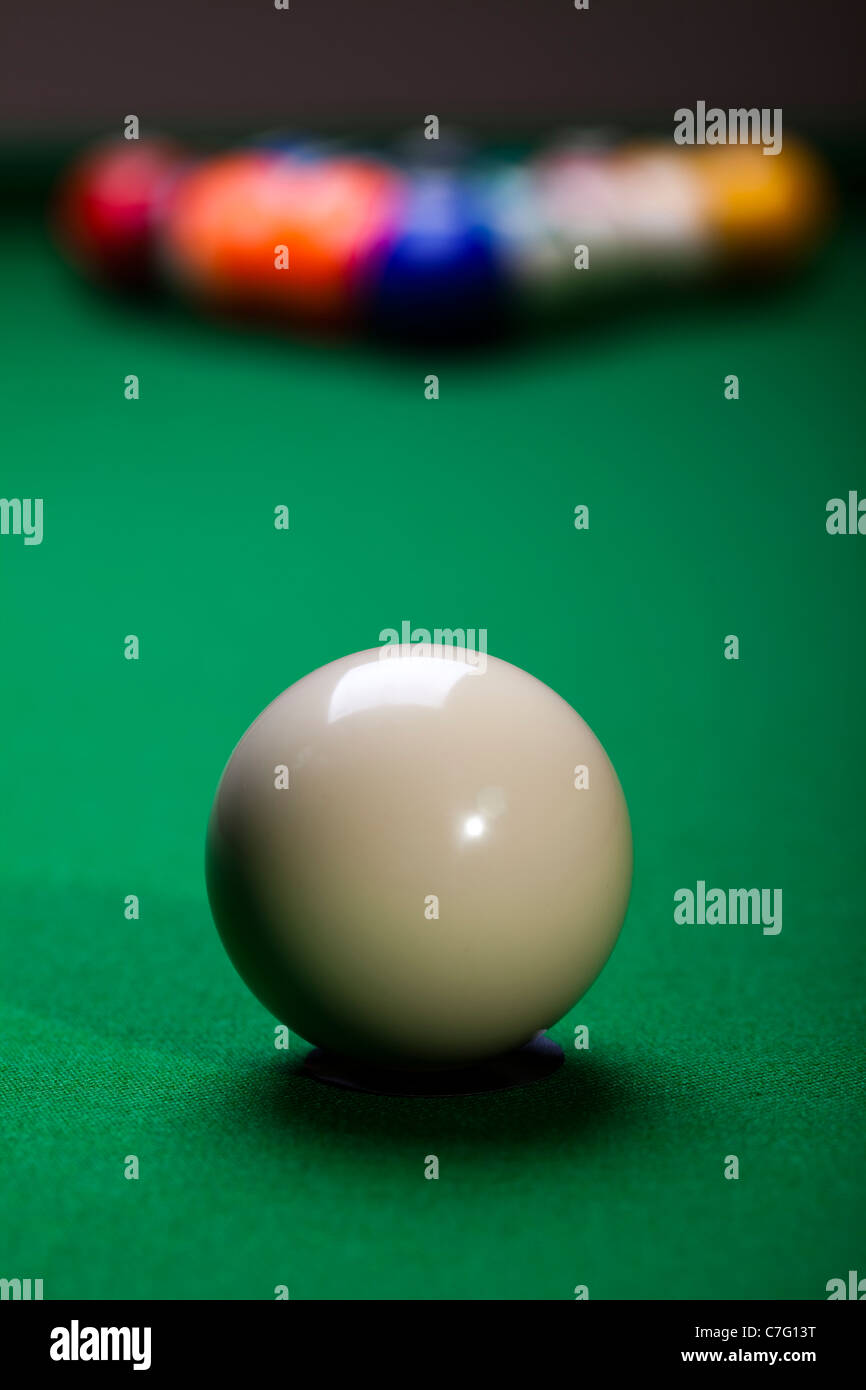 Billiard table and balls Stock Photo - Alamy