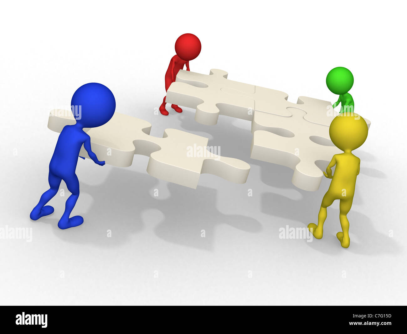 3d businessmen connecting puzzles Stock Photo - Alamy