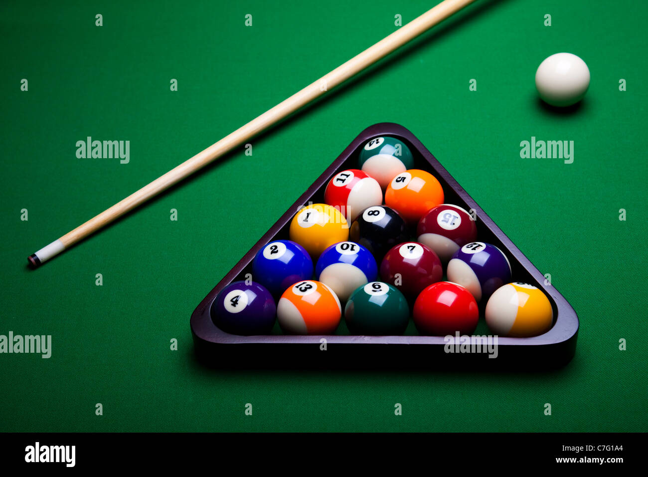 Billiard table and balls Stock Photo - Alamy