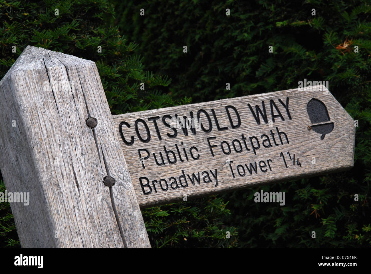 signpost public footpath from Broadway in the Cotswolds Stock Photo - Alamy