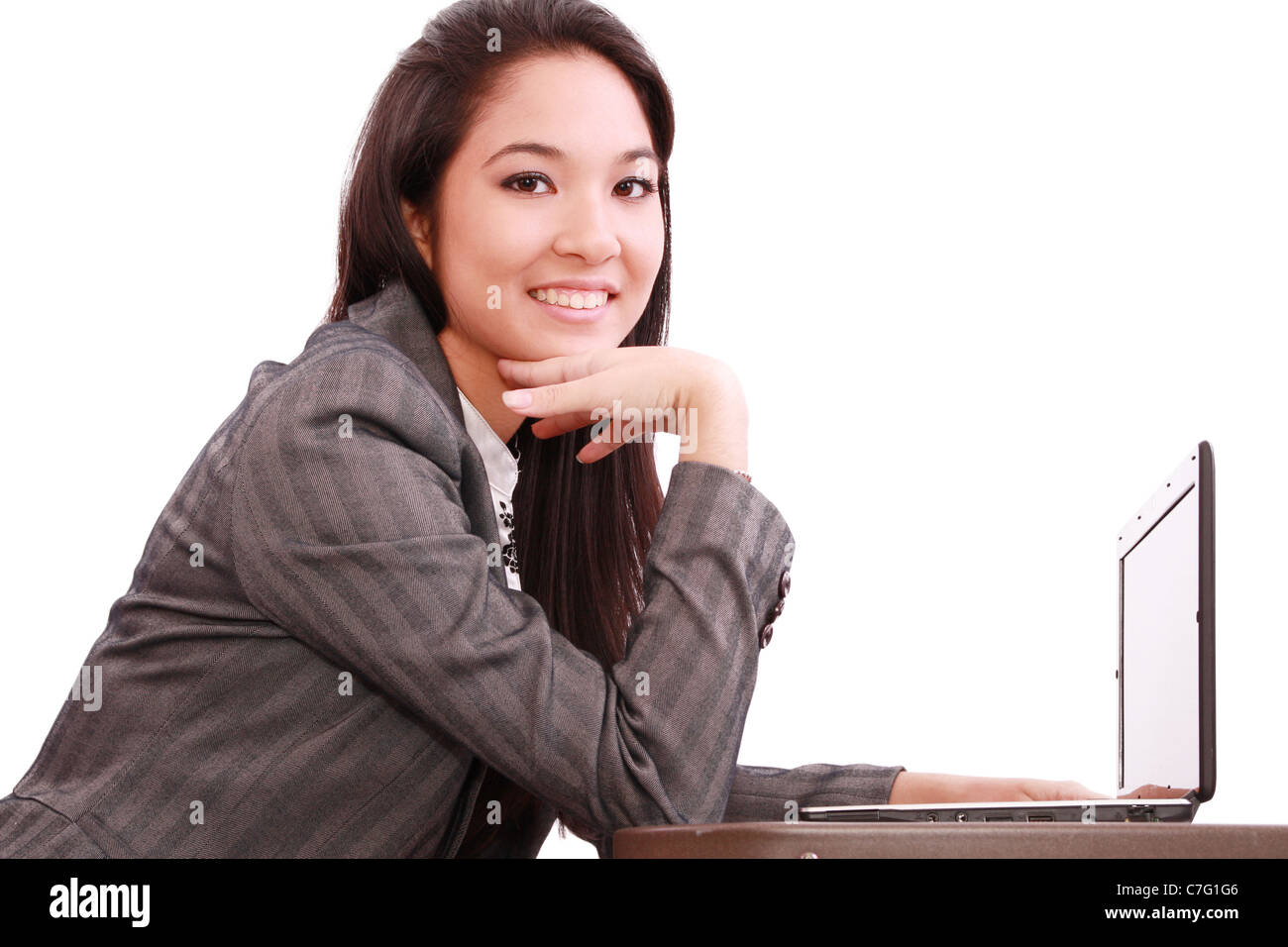 beautiful asian woman using her laptop Stock Photo - Alamy