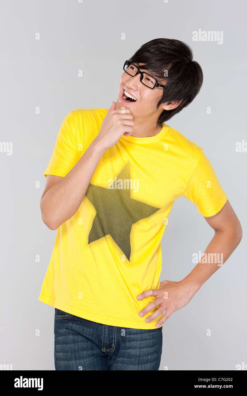 Portrait of an Excited Young Man Stock Photo - Alamy