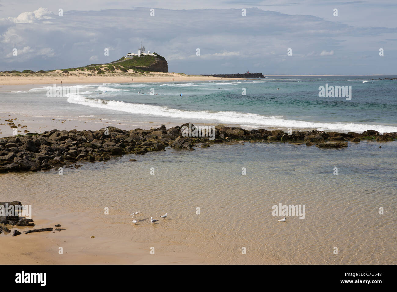 Nobbys beach and lighthouse, Newcastle, Australia Stock Photo - Alamy
