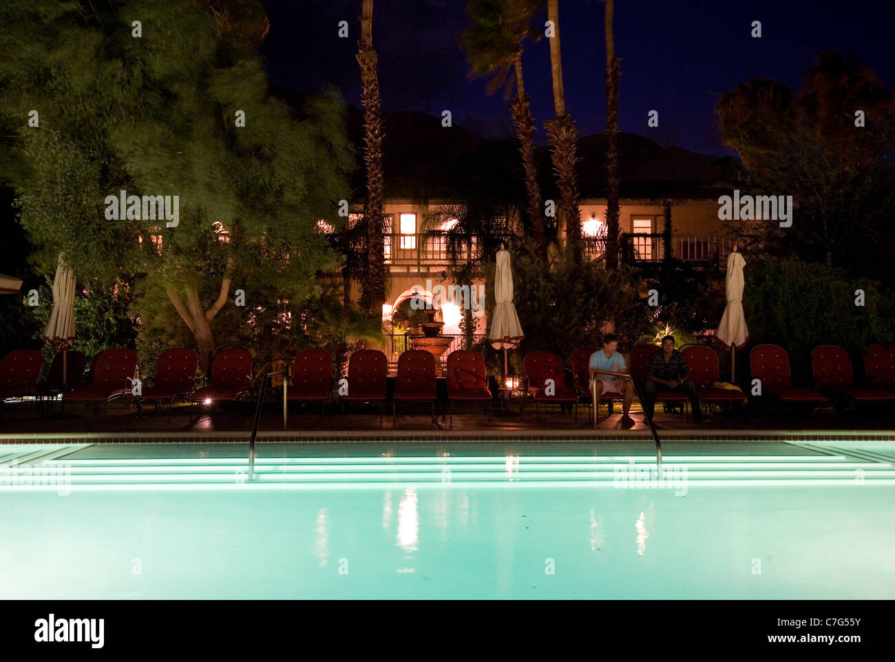 Colony Palms Hotel Pool at Night - Palm Springs - CA Stock Photo - Alamy