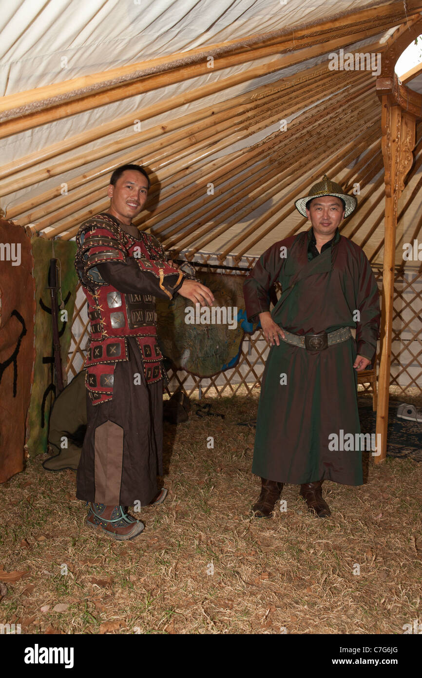 Traditional Mongol warriors in Gur tent, Australia Stock Photo - Alamy