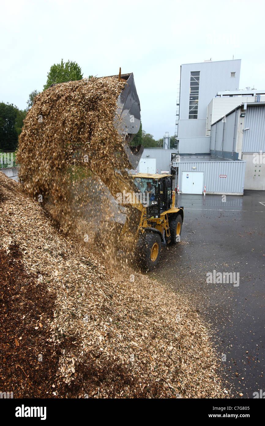 Biomass power plant. Burns waste wood to heat water, for running a ...