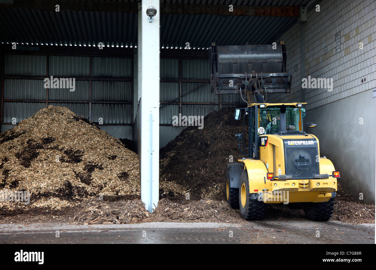 Biomass power plant. Burns waste wood to heat water, for running a ...