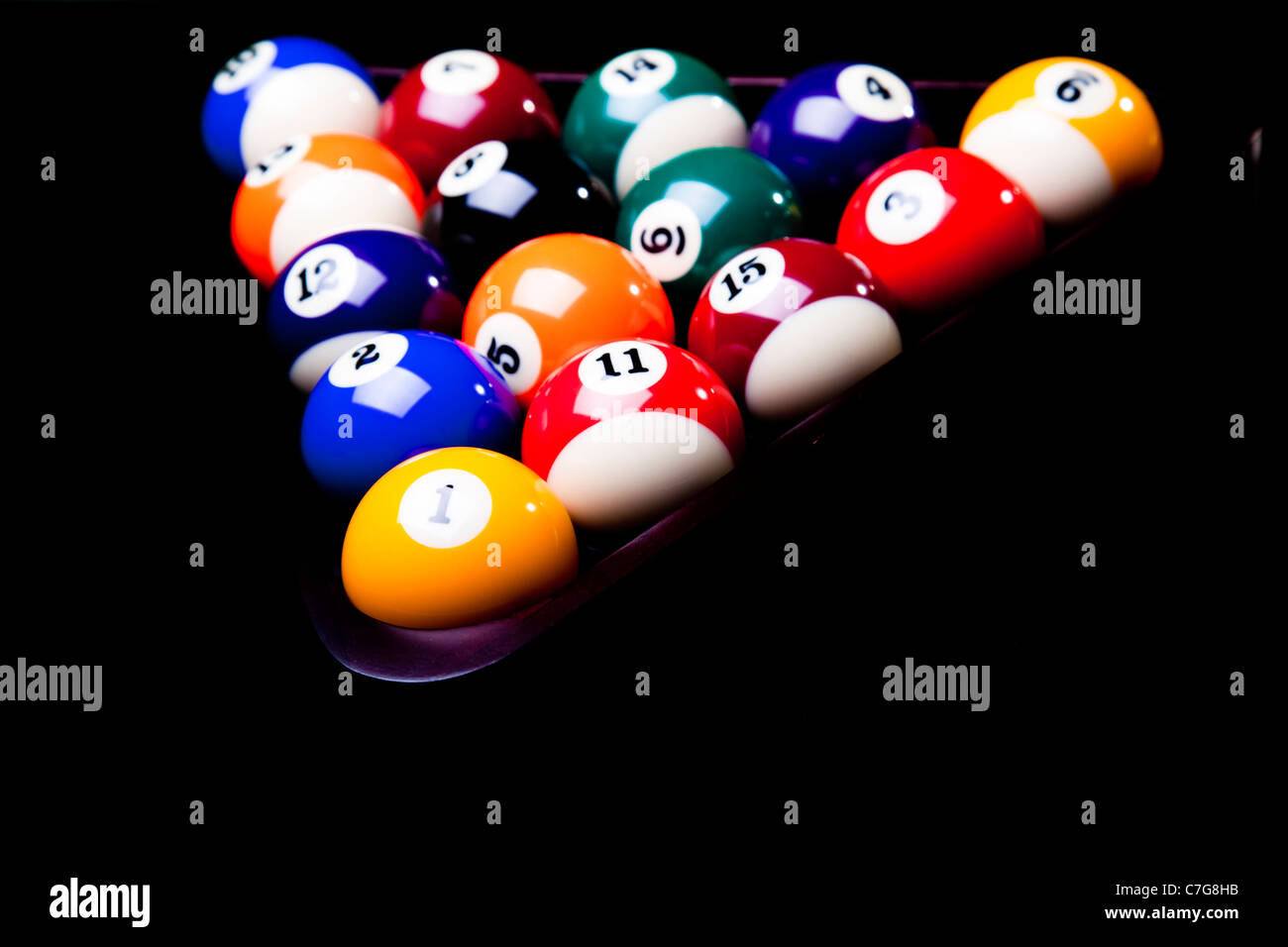 Billiard balls isolate on black Stock Photo - Alamy