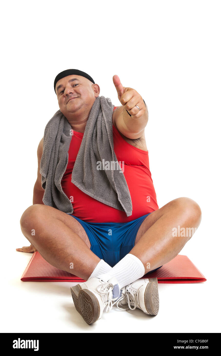 Large fitness man working out isolated in white Stock Photo - Alamy