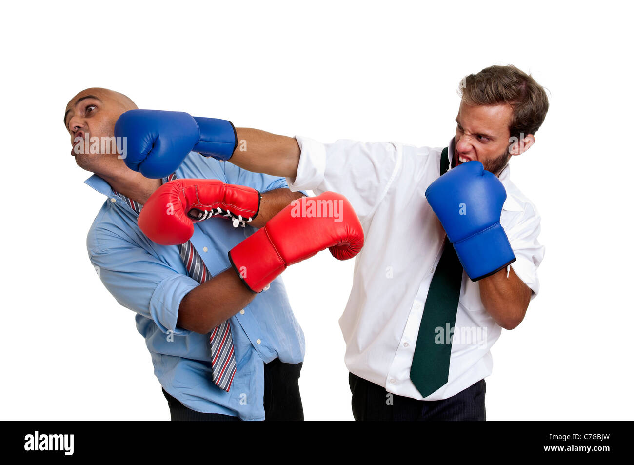 Businessmen boxing isolated in white Stock Photo - Alamy