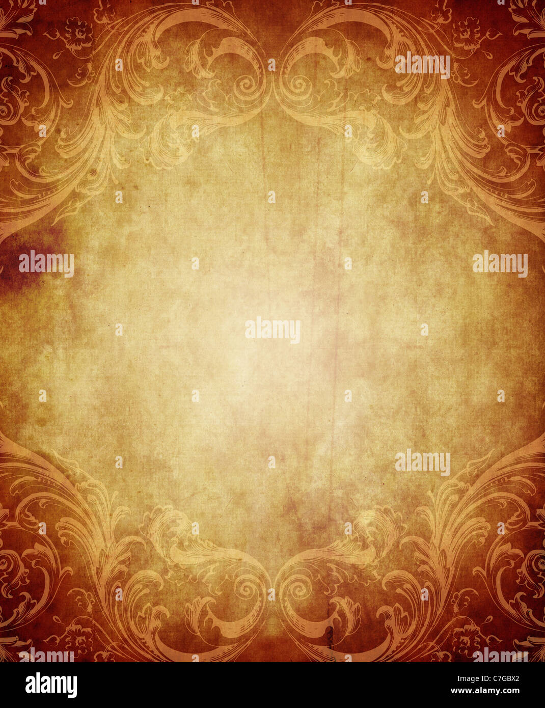 Vertical rectangular vintage paper background with grunge and ...