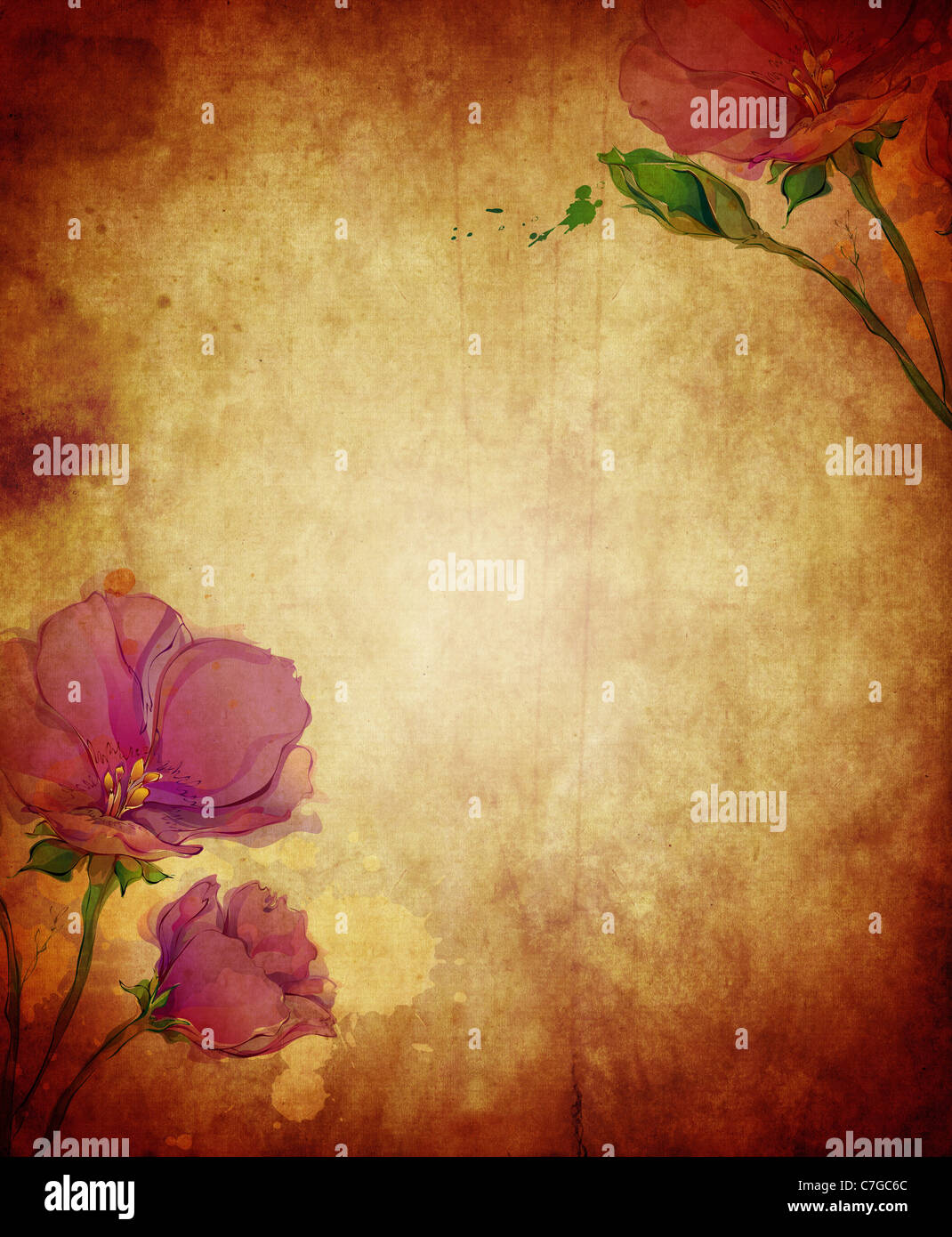 Vintage paper background with grunge and decorative details Stock Photo ...