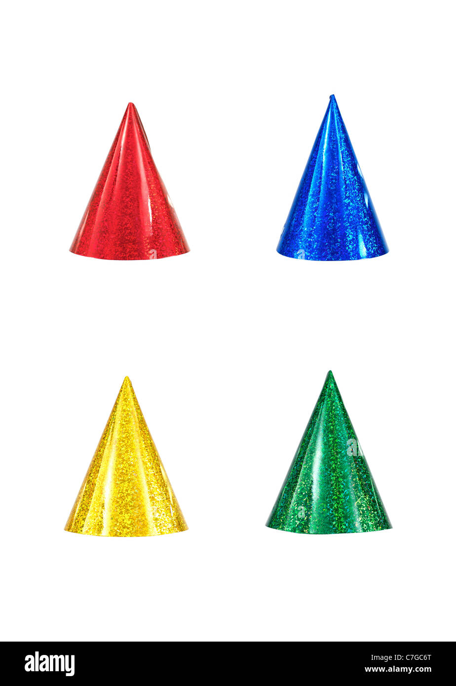 Party hats isolated against a white background Stock Photo - Alamy