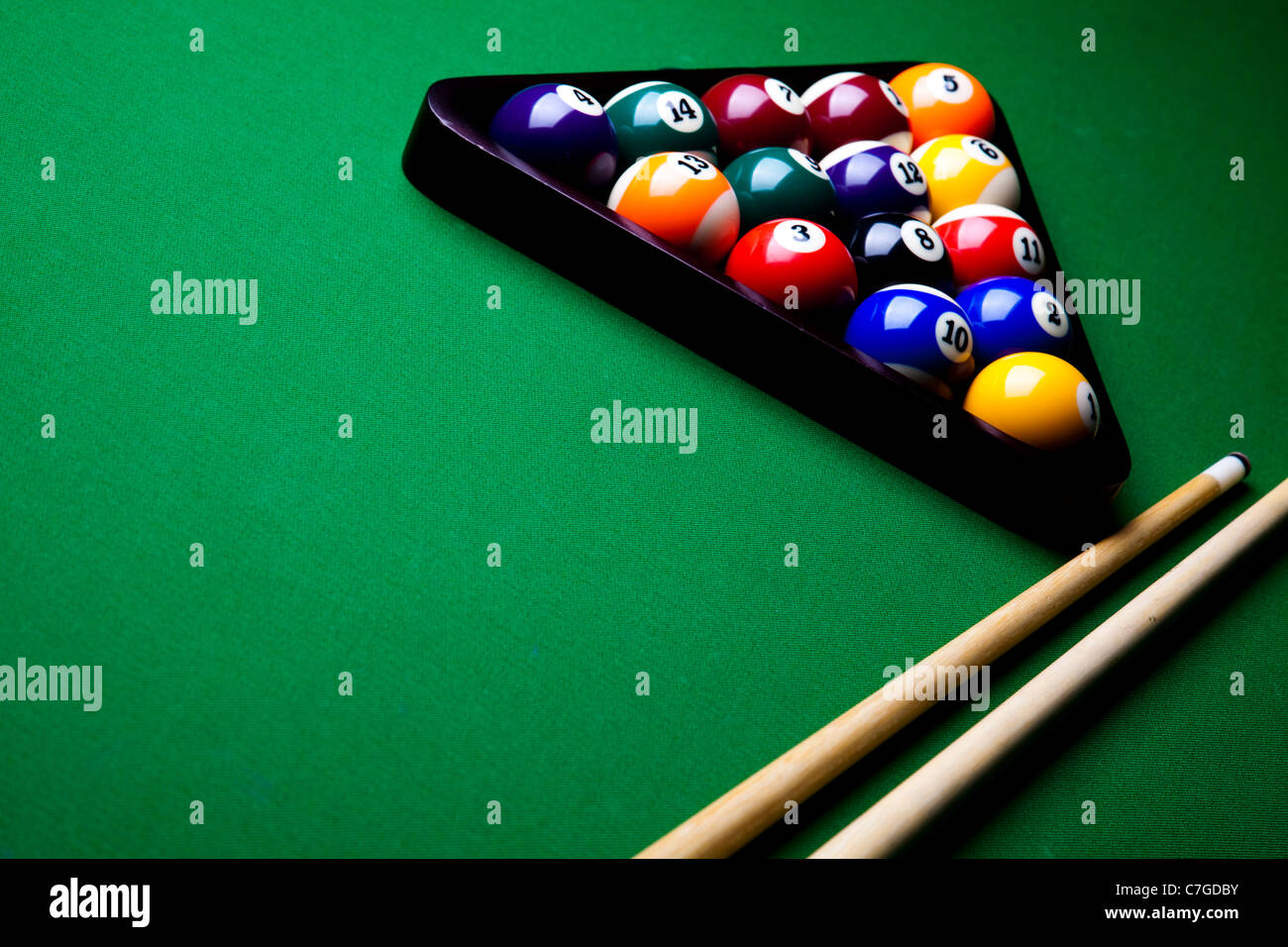 Billiard table and balls Stock Photo - Alamy