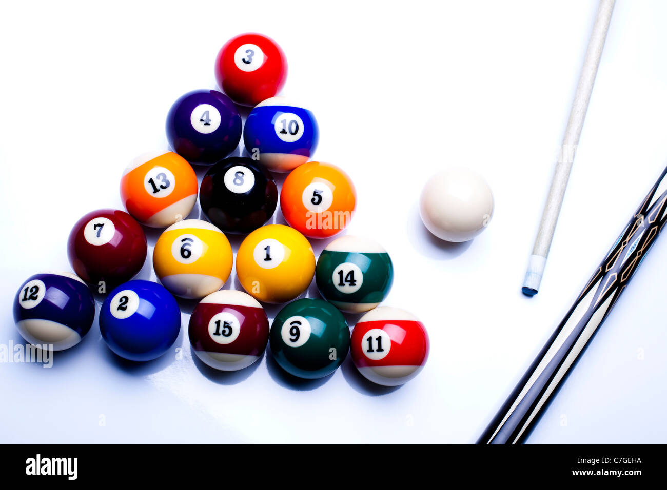 Billiard balls isolate on white Stock Photo - Alamy