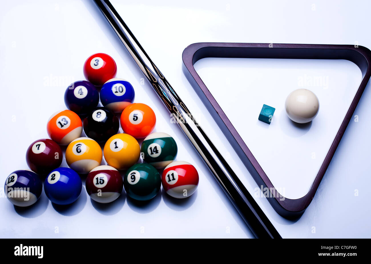 Billiard table and balls Stock Photo - Alamy