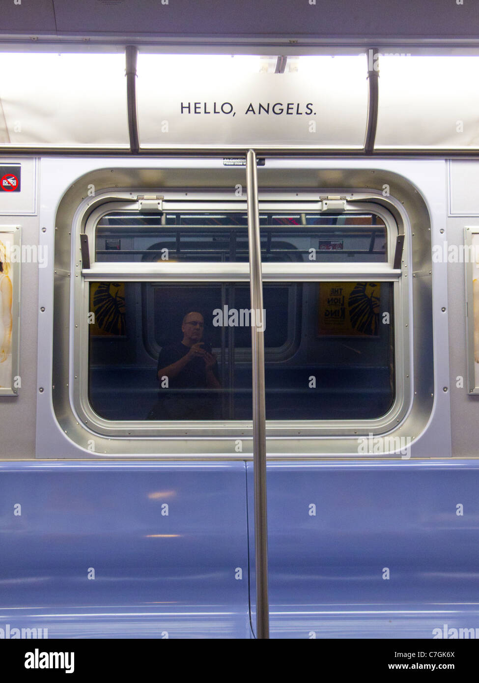 Hello Angels sign New York City subway Stock Photo - Alamy