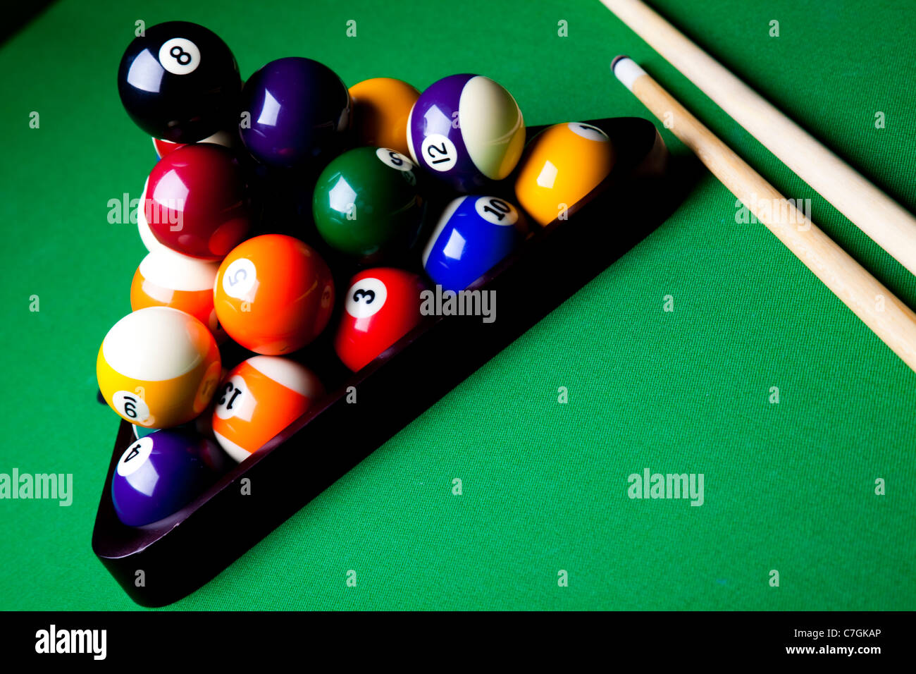 Billiard table and balls Stock Photo - Alamy