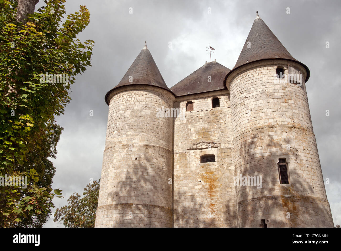 800-year old historical castle Chateau des Tourelles in Normandy ...