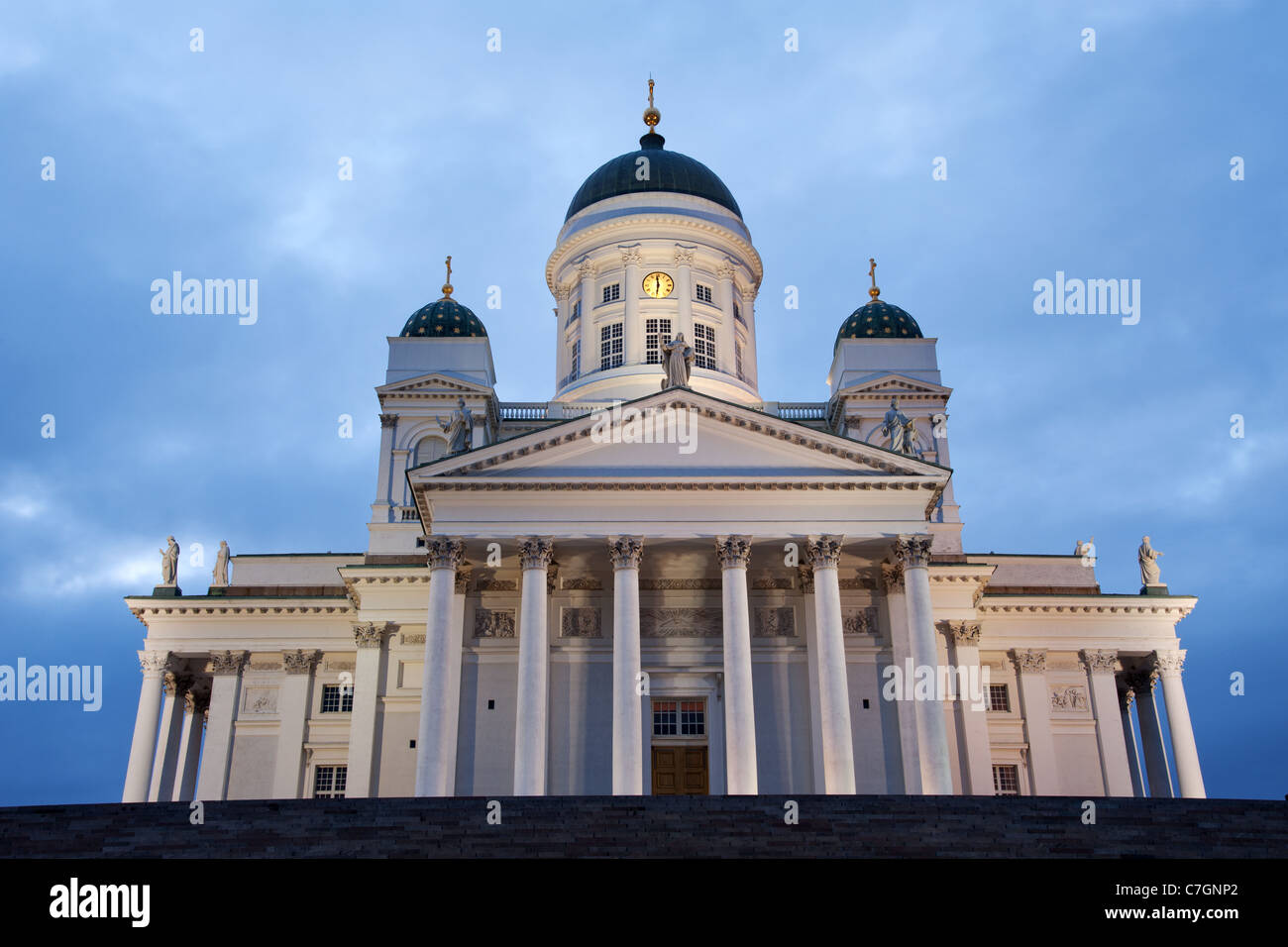 Famous Helsinki cathedral on Senate square during White Nights period ...