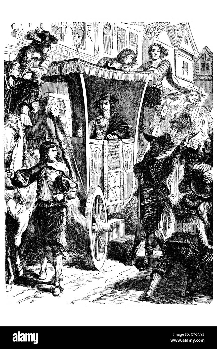 Charles I passing through city carriage king regal royal kingly ...